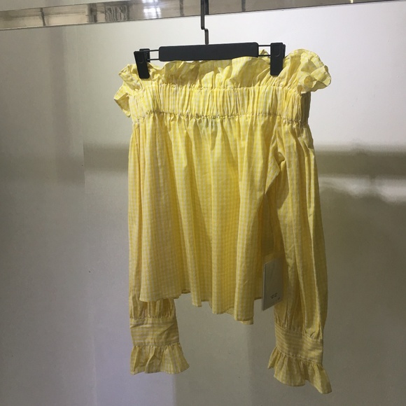 Style Mafia | Tops | Yellow Gingham Print Offtheshoulder Top | Poshmark